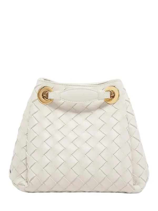 Bottega Veneta Small Parachute Intrecciato Leather Shoulder Bag - Chalk