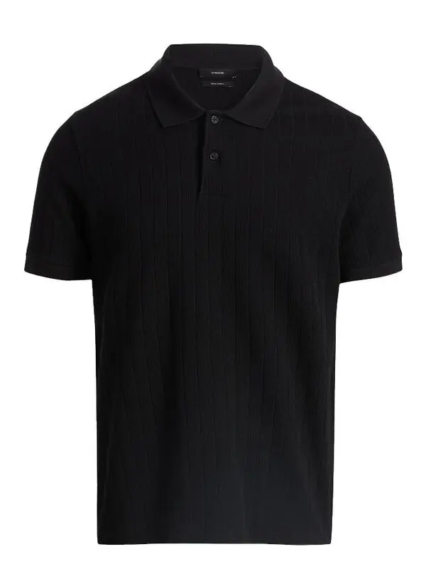 Vince Drop-needle Striped Pima Cotton Polo Shirt - Black
