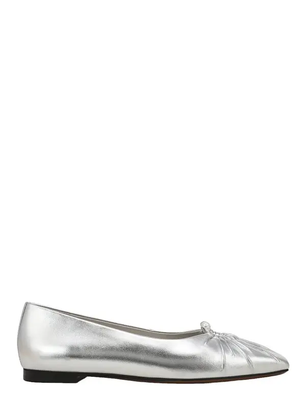 Vince Dany Ruched Leather Ballet Flats - Silver