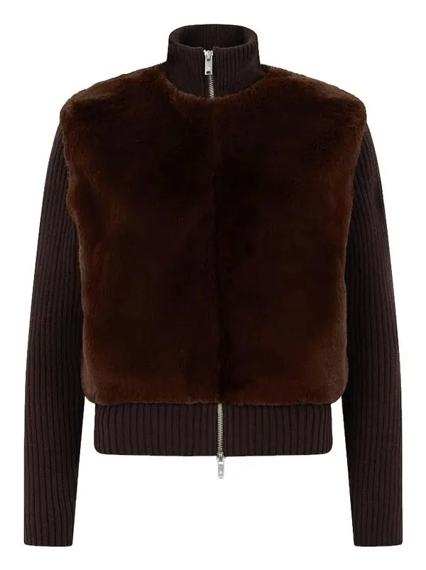 Moose Knuckles Dua Bunny Wool-cashmere Zip Cardigan - Espresso