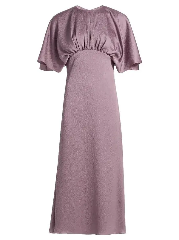 Amsale Satin Flutter-sleeve Midi-dress - Iris