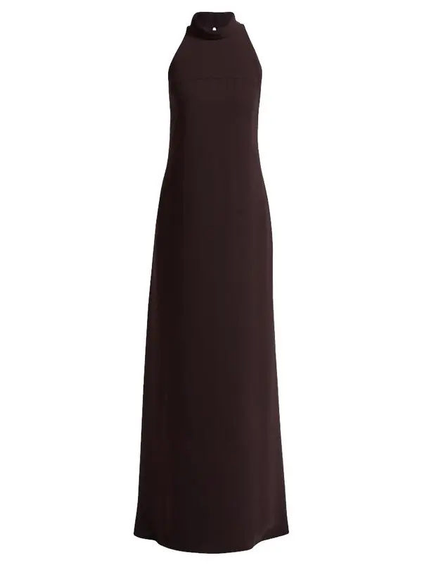 Amsale Sleeveless Turtleneck Gown - Raisin