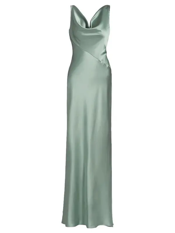 Amsale Satin Cowlneck Gown - Jade