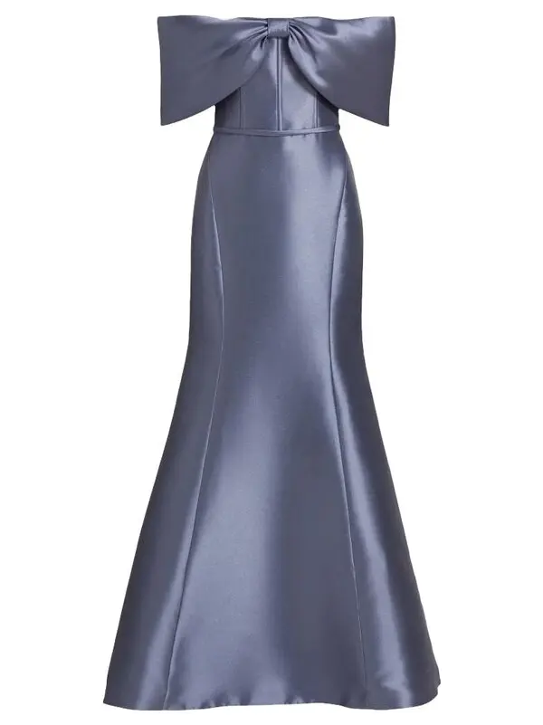 Amsale Mikado Off-the-shoulder Gown - Slate