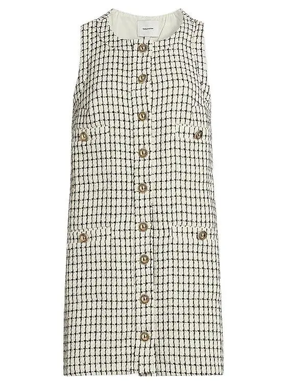 REFORMATION Tropez Plaid Sleeveless Minidress - Cream Check