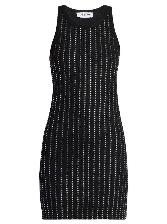 Attico Crystal-embellished Cotton Minidress - Black