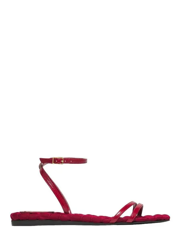 Aera Faye Vegan Brushed Leather Flat Sandals - Red