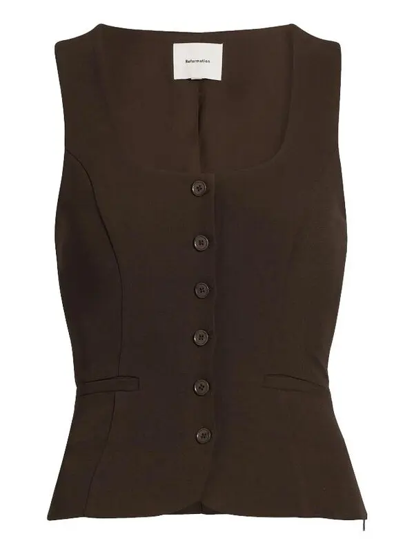 REFORMATION Delanie Square Neck Sleeveless Top - Mole