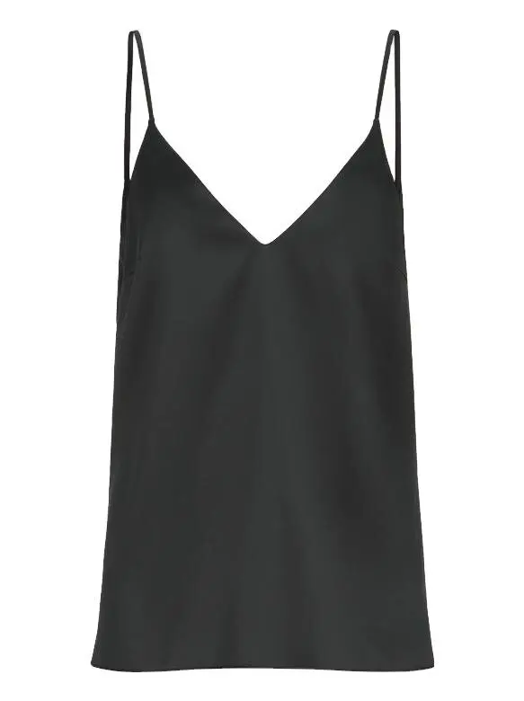 Brunello Cucinelli Stretch Silk Satin Camisole Top - Black