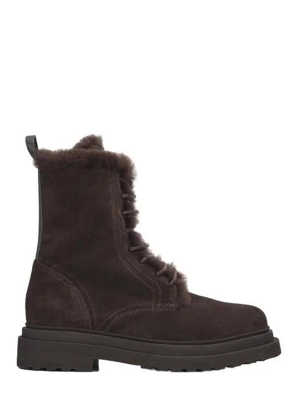 Brunello Cucinelli Monili-trim Suede Ankle Boots - Pepper