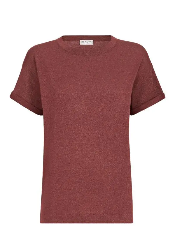 Brunello Cucinelli Sparkling Cashmere And Silk Lightweight Knit T-shirt - Ruby