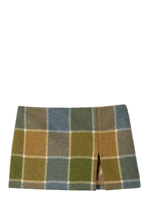 Miu Miu Checked Mini Skirt - Brown