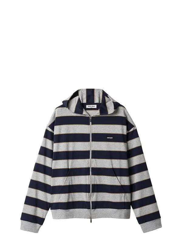 Miu Miu Striped Jersey Hoodie - Blue Multi