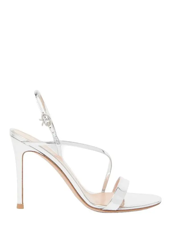 GIANVITO ROSSI 95mm Patent Leather Stiletto Sandals - Silver