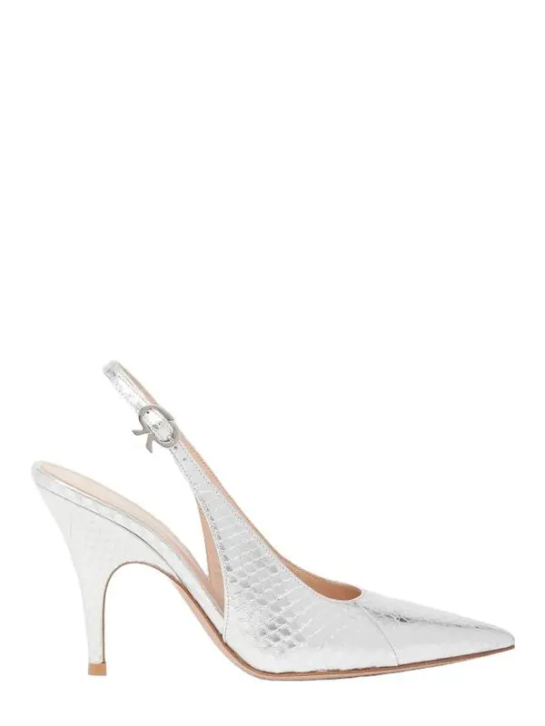 GIANVITO ROSSI 95mm Snakeskin-embossed Leather Slingback Pumps - Silver