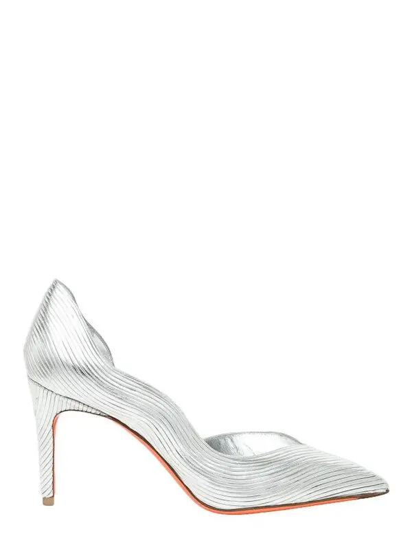 Santoni Petal 90mm Metallic Leather Pumps - Silver
