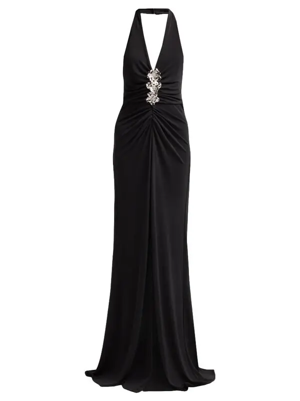 Cinq À Sept Kessan Embellished Halter Gown - Black