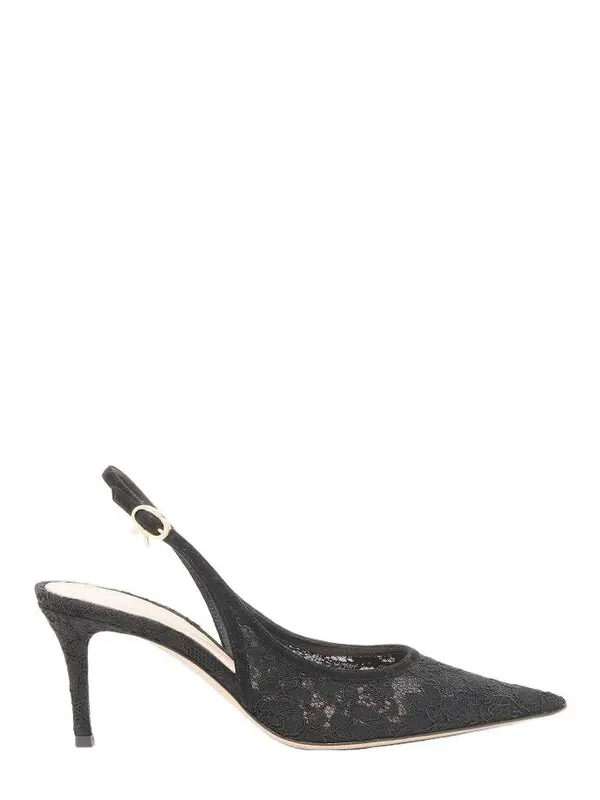 GIANVITO ROSSI Lyon 70mm Lace & Suede Slingback Pumps - Black