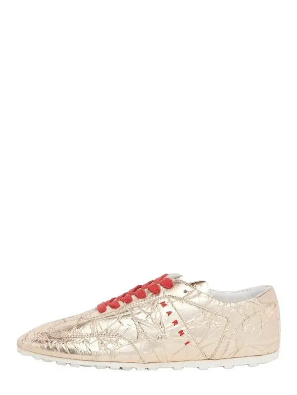 Marni Metallic Crinkle Low-top Sneakers - Silver
