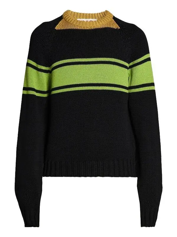 Marni Colorblocked Cotton Crewneck Sweater - Black