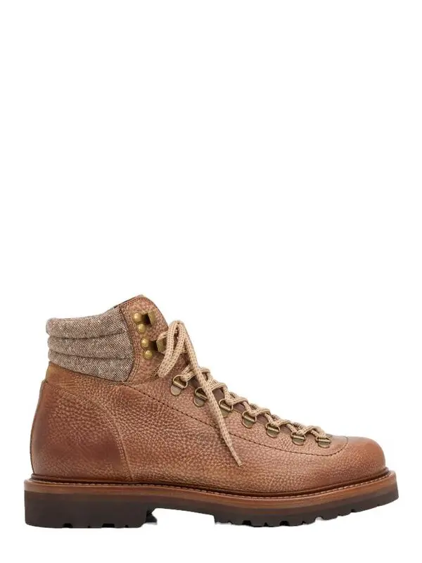 Brunello Cucinelli Grain Leather Alpine Boots - Camel