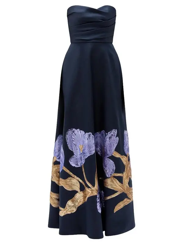 Amsale Tulip-sequined Strapless Gown - Navy