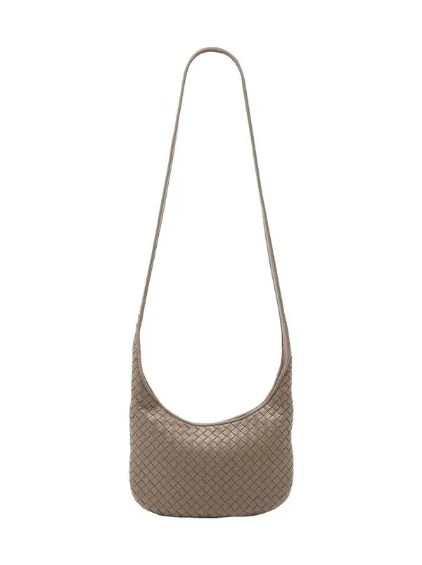 Bottega Veneta Small Veneto Leather Crossbody Bag - Limestone Silver