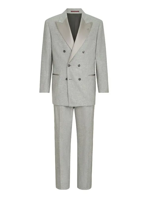 Brunello Cucinelli Cashmere And Silk Lightweight Flannel Tuxedo - Grey