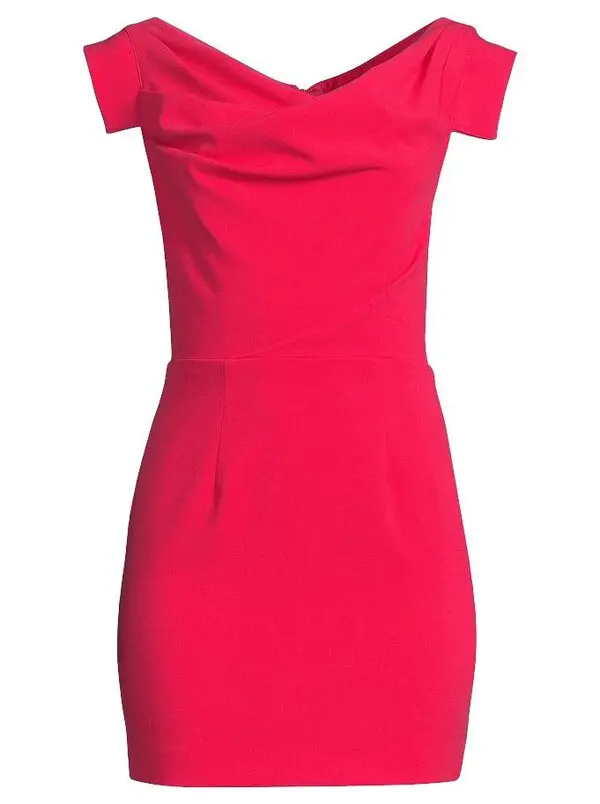 Black Halo Jacqueline Stretch Crepe Off-the-shoulder Minidress - Fuchsia