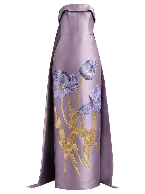 Amsale Tulip Watteau Column Gown - Violet