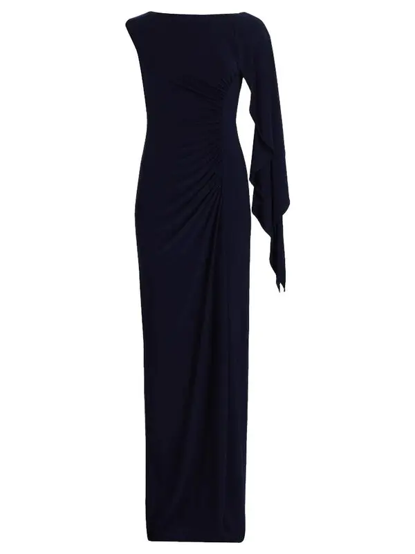 Amsale Draped One-sleeve Gown - Navy