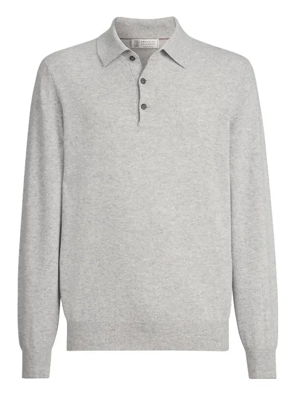 Brunello Cucinelli Cashmere Knit Polo Shirt - Pebble