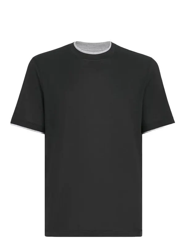 Brunello Cucinelli Silk And Cotton Lightweight Jersey Crew-neck T Shirt - Black