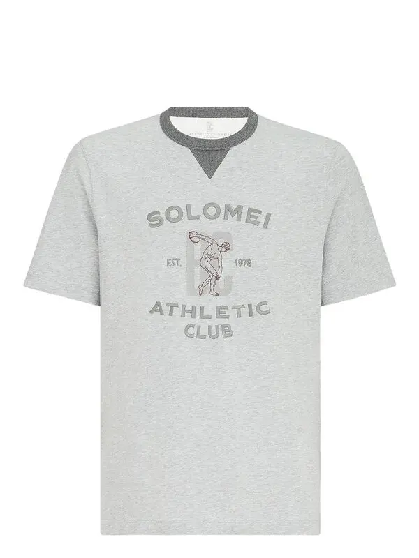Brunello Cucinelli Cotton Jersey Crew-neck T-shirt With Print - Grey