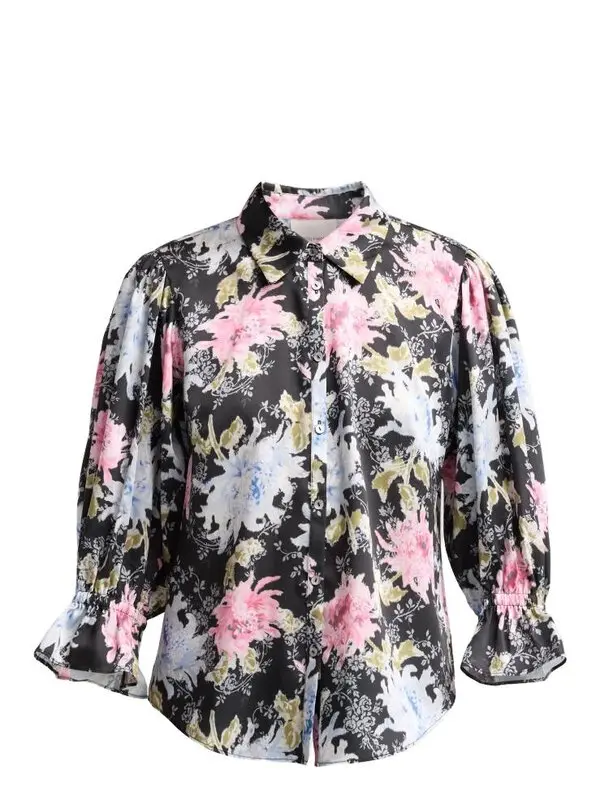 Cinq À Sept Fiona Dahlia Print Top - Black Multi