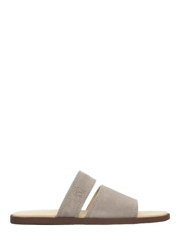 Brunello Cucinelli Suede Open-toe Slide Sandals - Grey