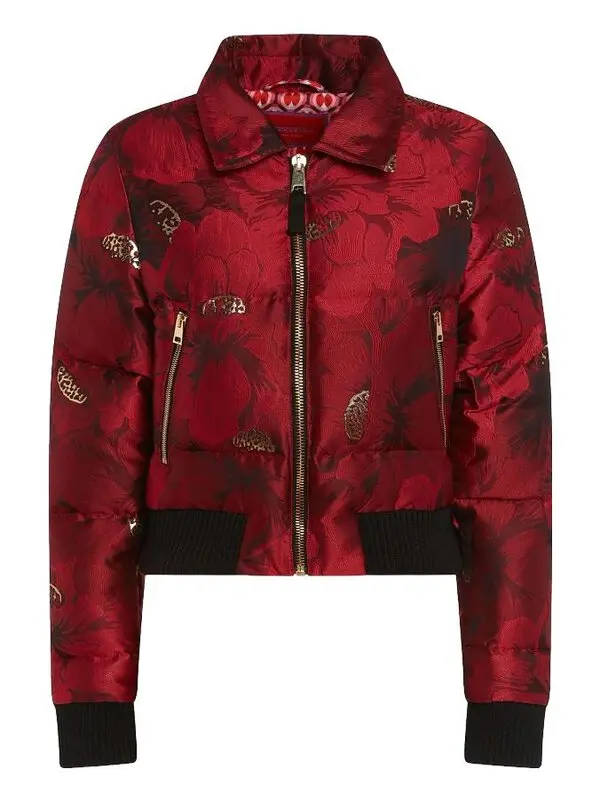 La DoubleJ La Comasca Puffer Bomber - Jacquard Ruby Red