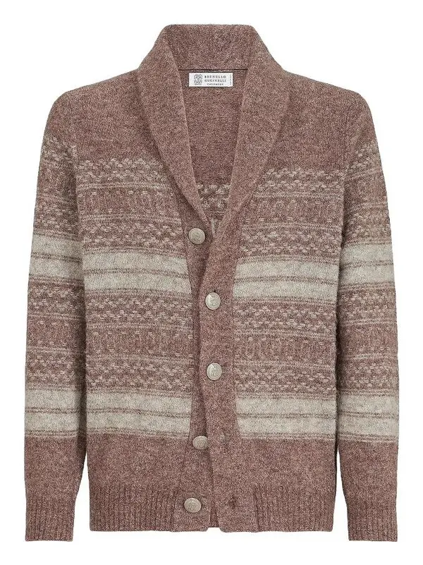 Brunello Cucinelli Alpaca, Cashmere And Wool Nordic Jacquard Cardigan - Red