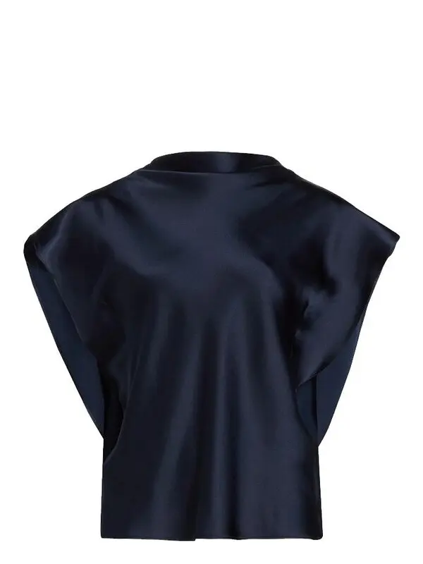Tanya Taylor Adrien Satin Crepe Top - Anthracite