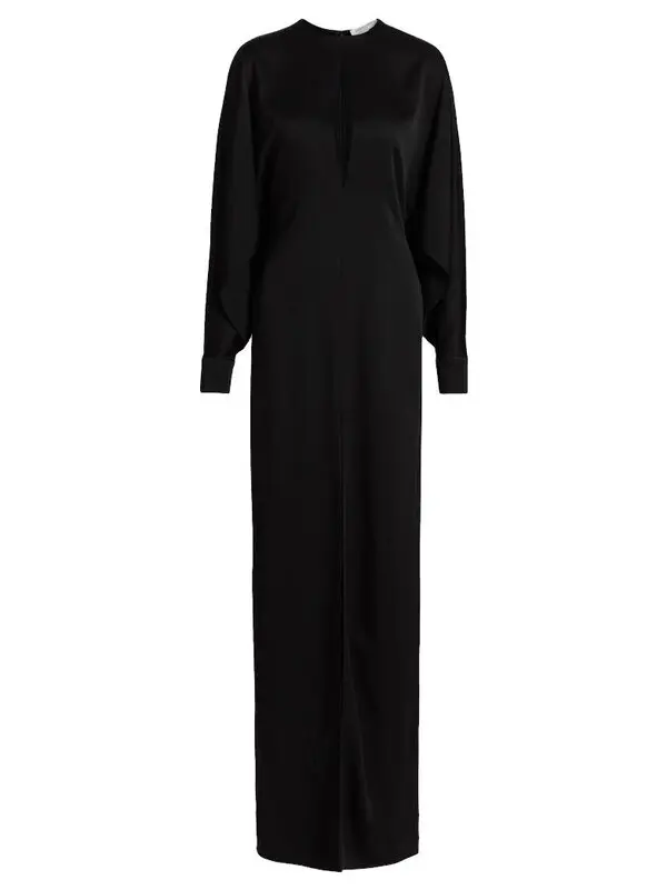 Michael Kors Satin Keyhole Slit Gown - Black