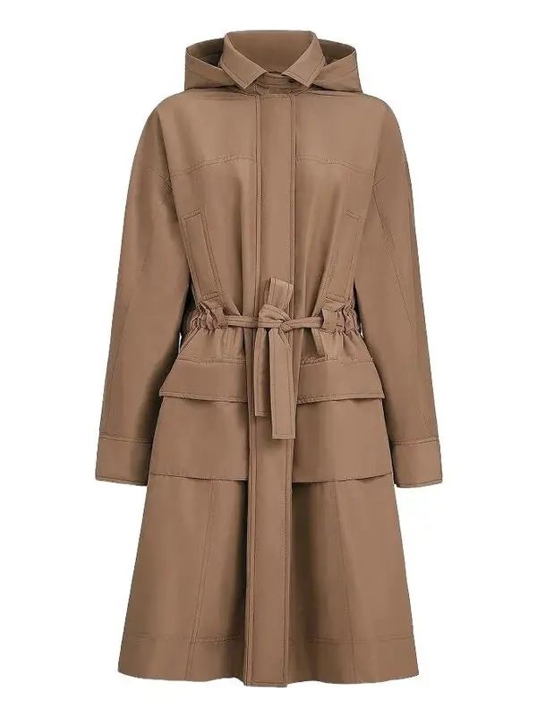 Brunello Cucinelli Techno Cotton Taffeta Coat With Detachable Hood - Camel