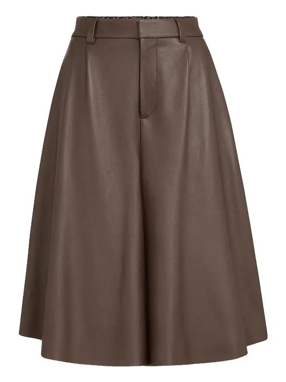 Brunello Cucinelli Nappa Leather Wide Bermuda Shorts With Monili - Rust Brown