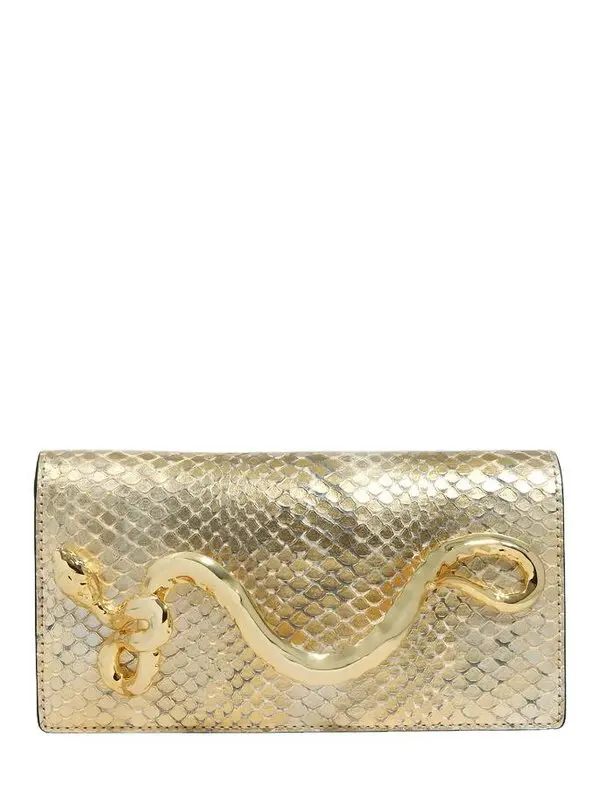 Alexis Bittar 14k-gold-plated Serpent Handle & Leather Clutch - Gold Python