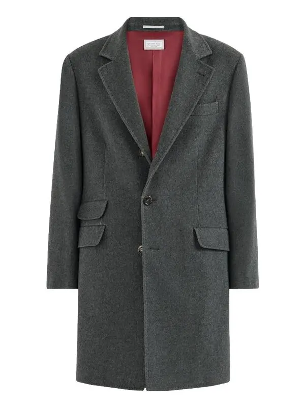 Brunello Cucinelli Lightweight Water-resistant Cashmere Coat With Double Vents - Lead