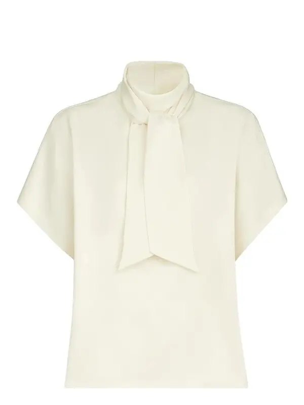 Brunello Cucinelli Silk Satin High-neck T-shirt With Monili - Fog