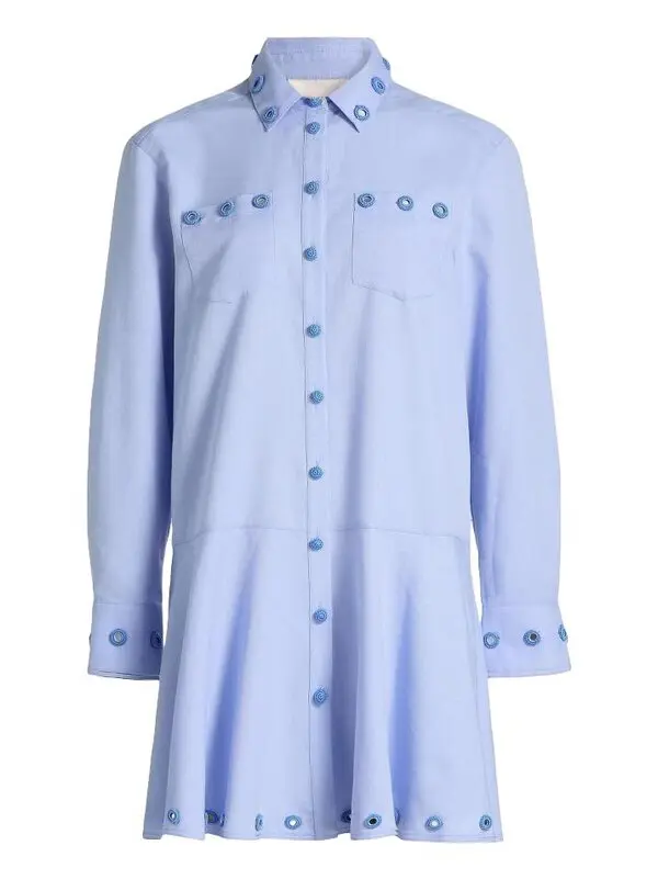 Cinq À Sept Giulia Crochet Mirrors Mini Shirtdress - Rain Cloud