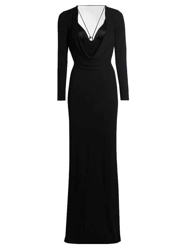 Elisabetta Franchi Red Carpet Crêpe Jersey Column Gown - Nero