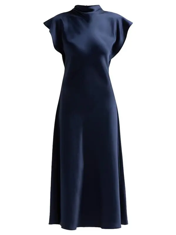 Tanya Taylor Adrien Satin Flutter-sleeve Midi Dress - Anthracite