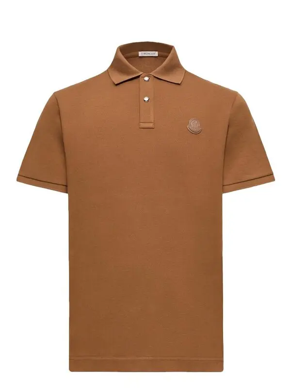 Moncler Polo Shirt In Cotton Piquet - Brown