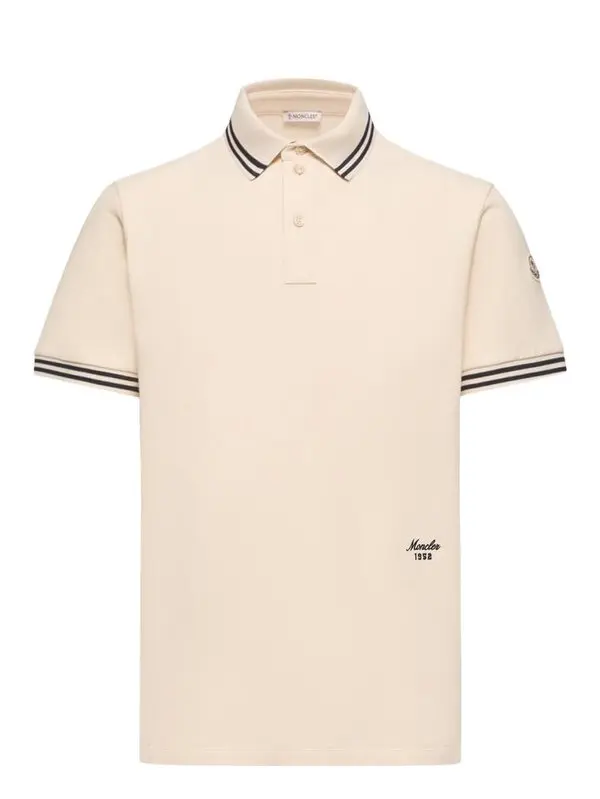 Moncler Polo Shirt In Cotton Piquet - Ivory